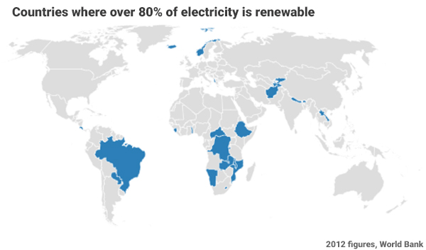 A map of the countries with the most renewable energy – The Earthbound ...